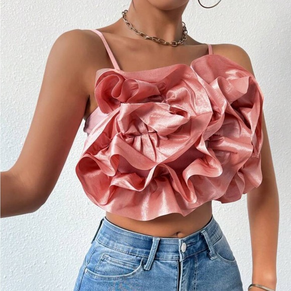 Rebellious Rose | Tops | Exaggerated 3d Flower Design Cropped Camisole ...